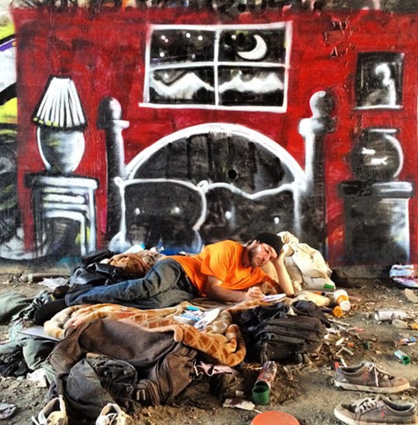Street Artist Spray Paints Homes For Those Without To Highlight Poverty ...